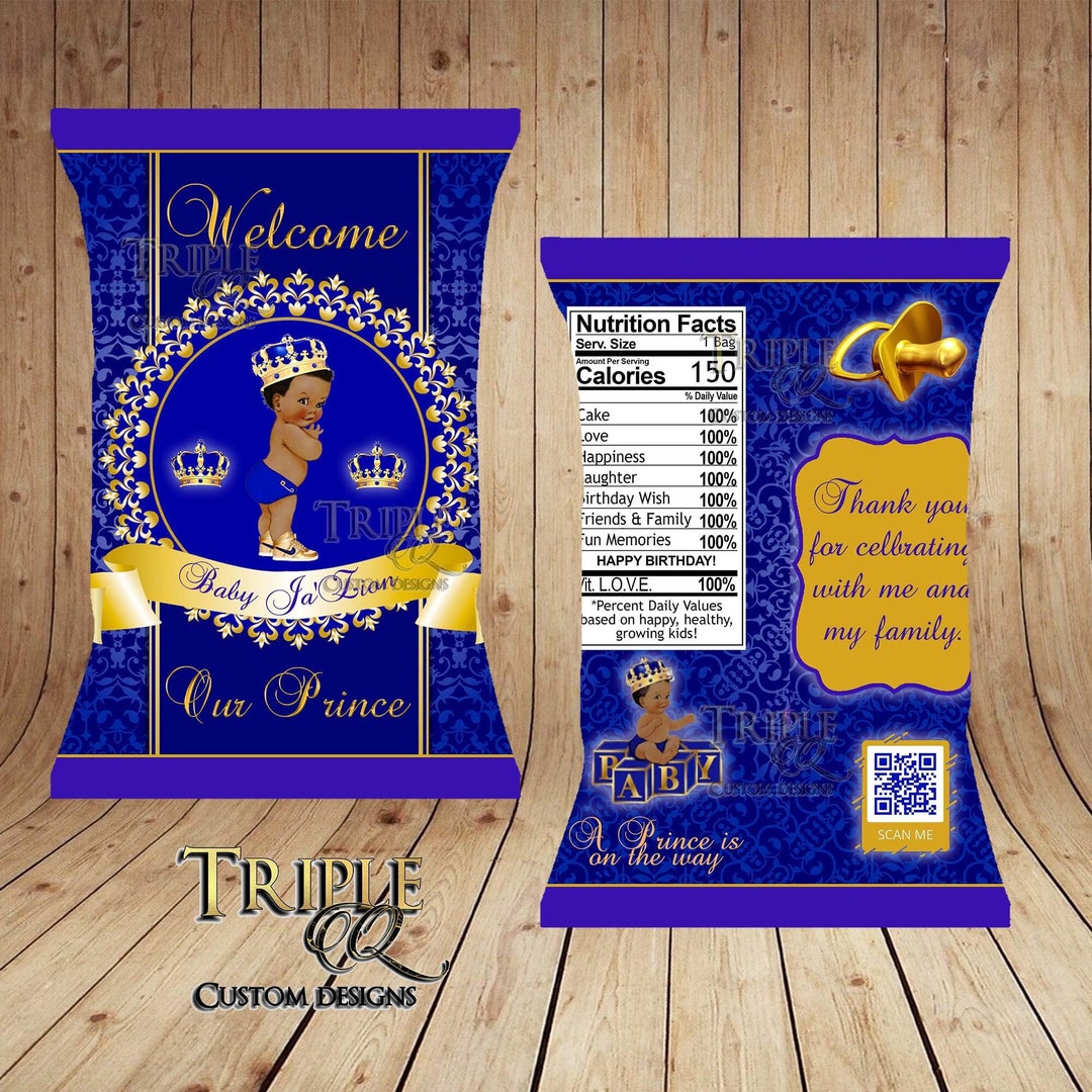 Royal Prince Chip Bags, Royal Prince Birthday Decor, Royal Prince Party ...