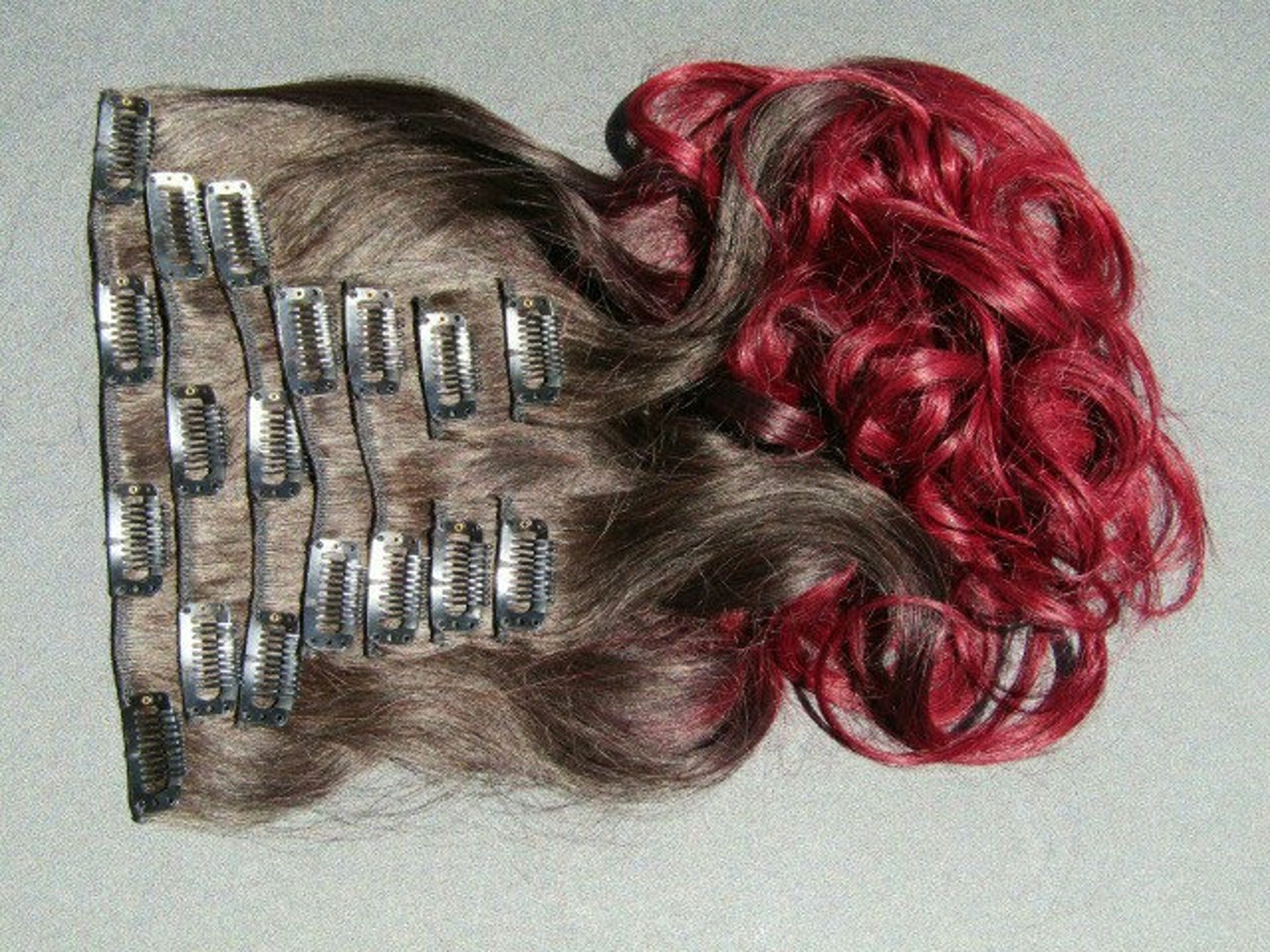 Clip in Human Hair,red Clip in Hair Extensions,burgundy Ombre Hair ...
