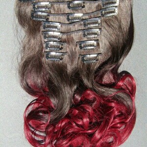 Clip in Human Hair,red Clip in Hair Extensions,burgundy Ombre Hair ...