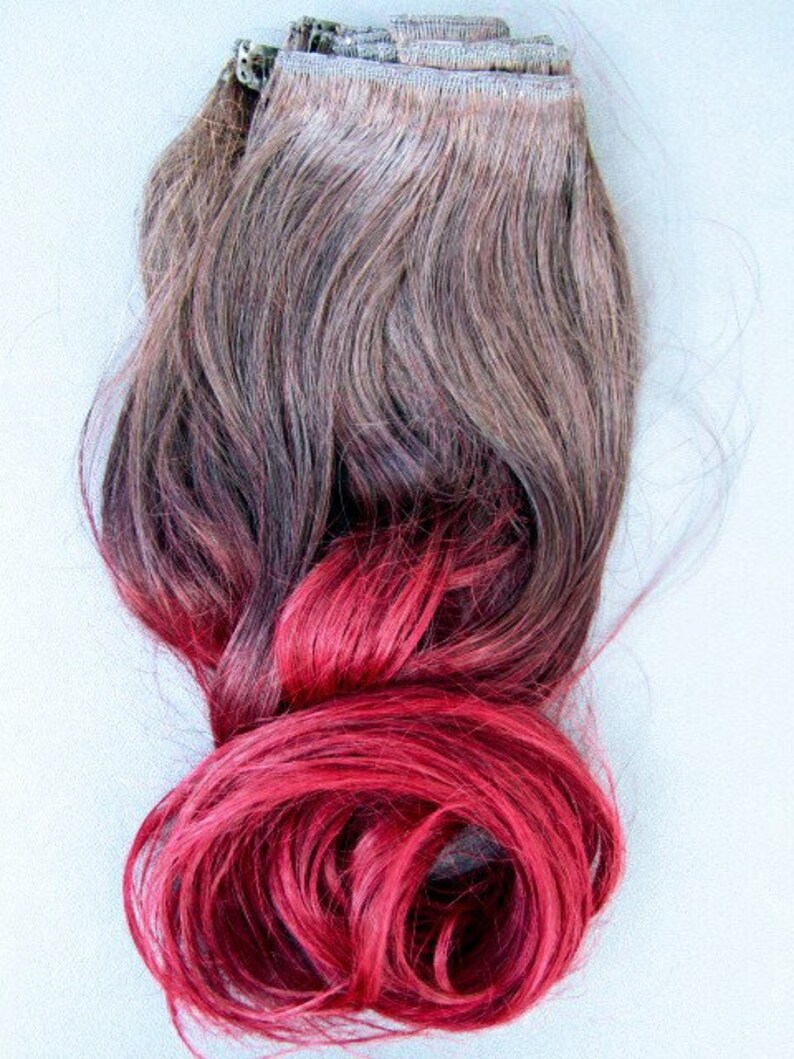 Clip in Human Hair,red Clip in Hair Extensions,burgundy Ombre Hair ...
