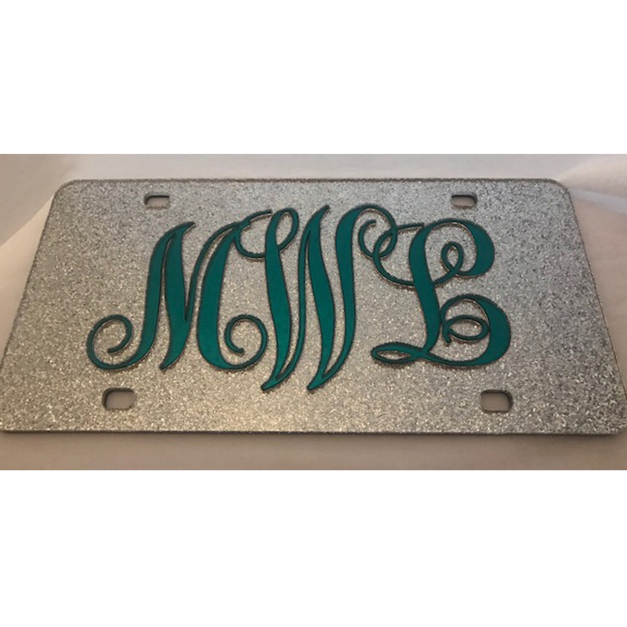 Sparkle and Mirrored Monogram License Plate | Etsy