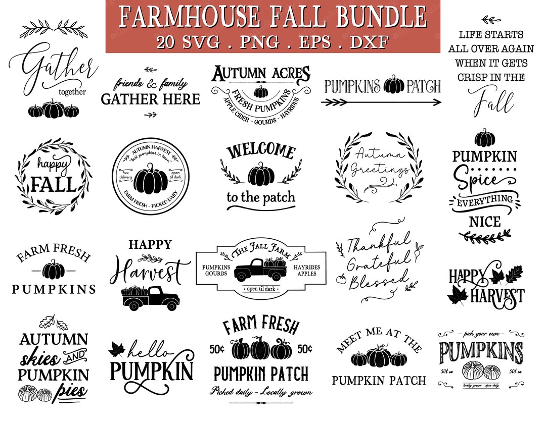 Farmhouse Fall SVG Bundle, Rustic Fall Svg, Pumpkin Svg, Fall Svg ...