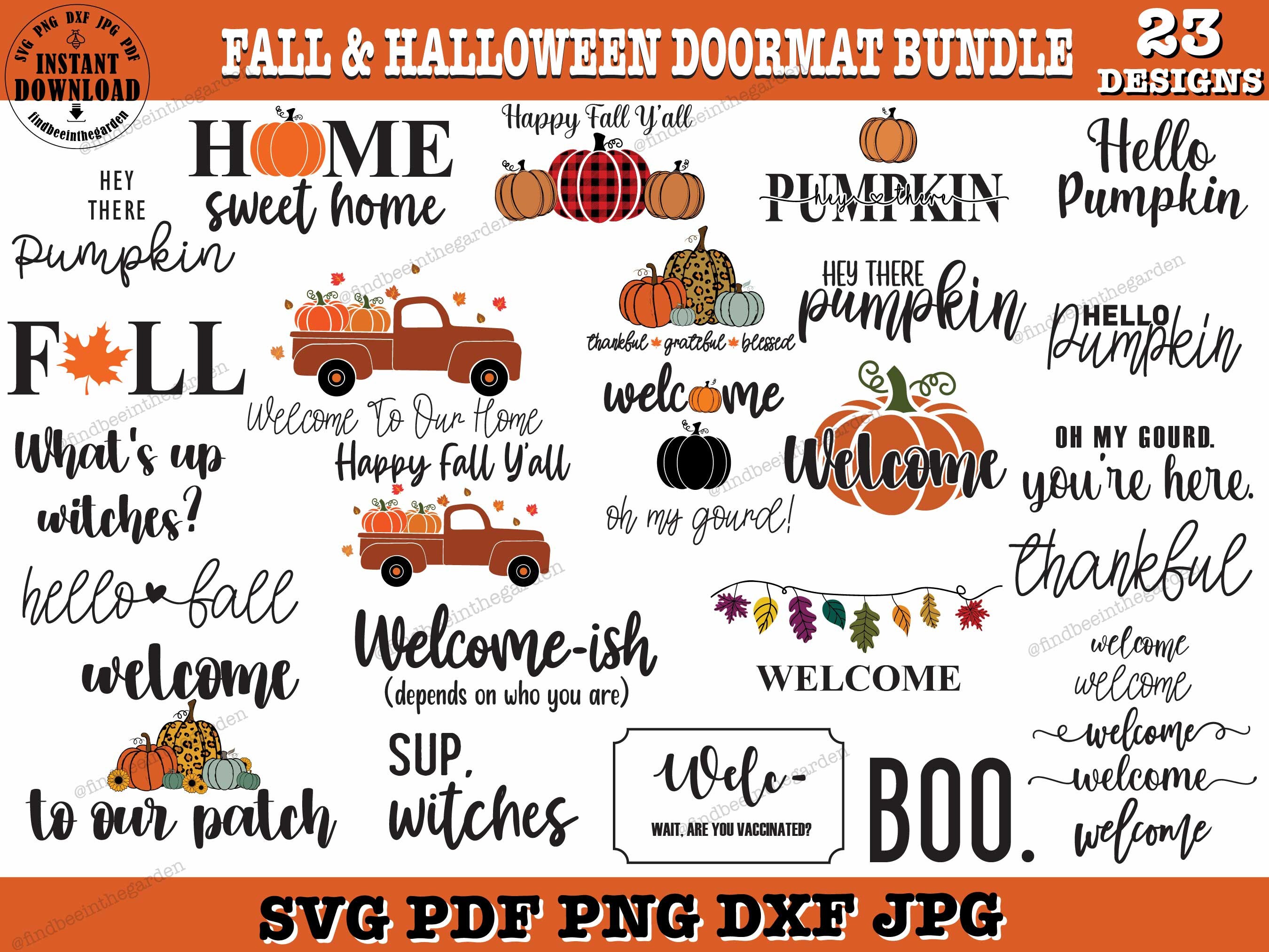 Fall Doormat Bundle Svg Autumn Svg Halloween Svg Pumpkin - Etsy