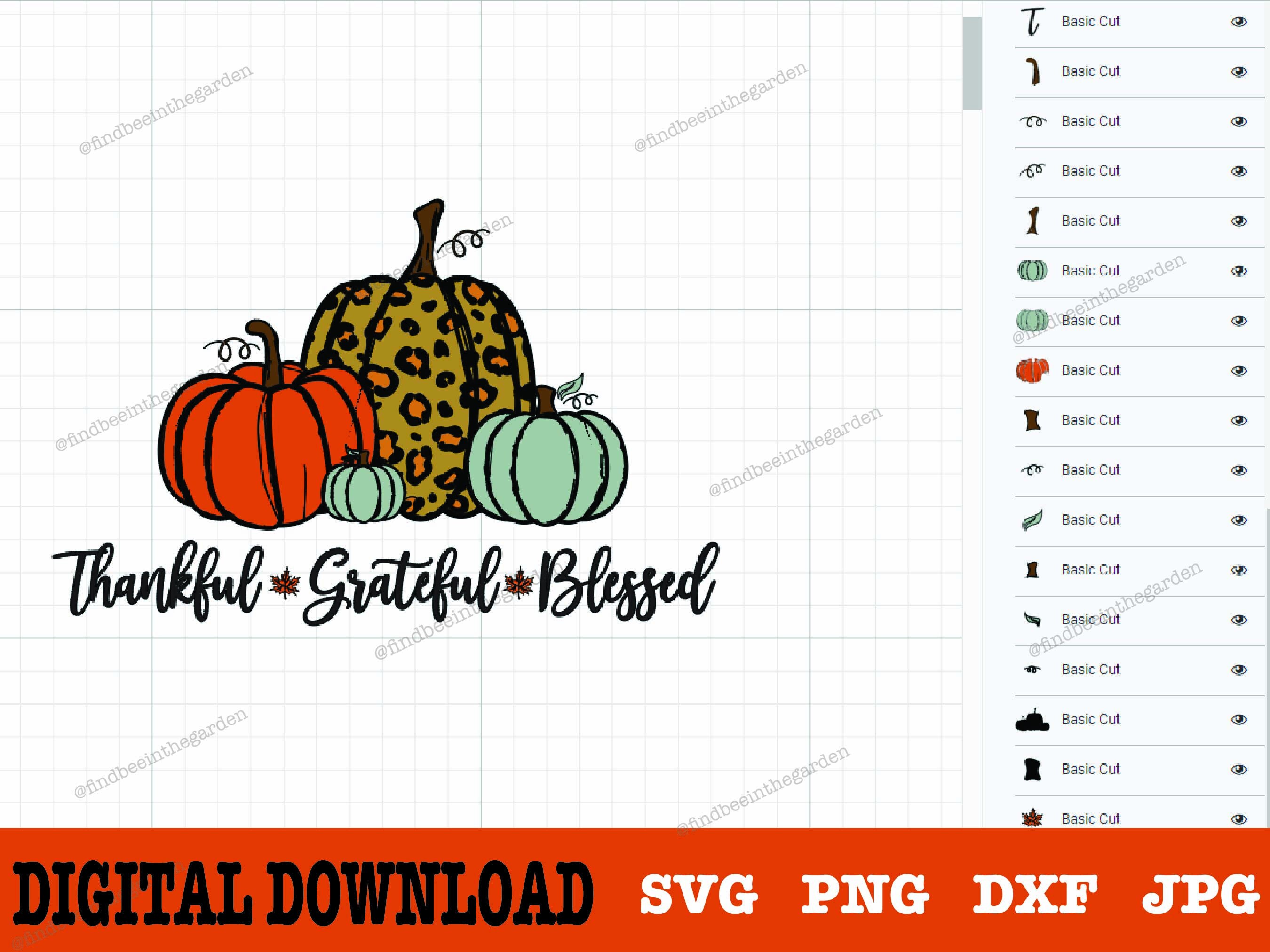 Thankful Grateful Blessed Pumpkin Svg Fall Svg Autumn Svg - Etsy