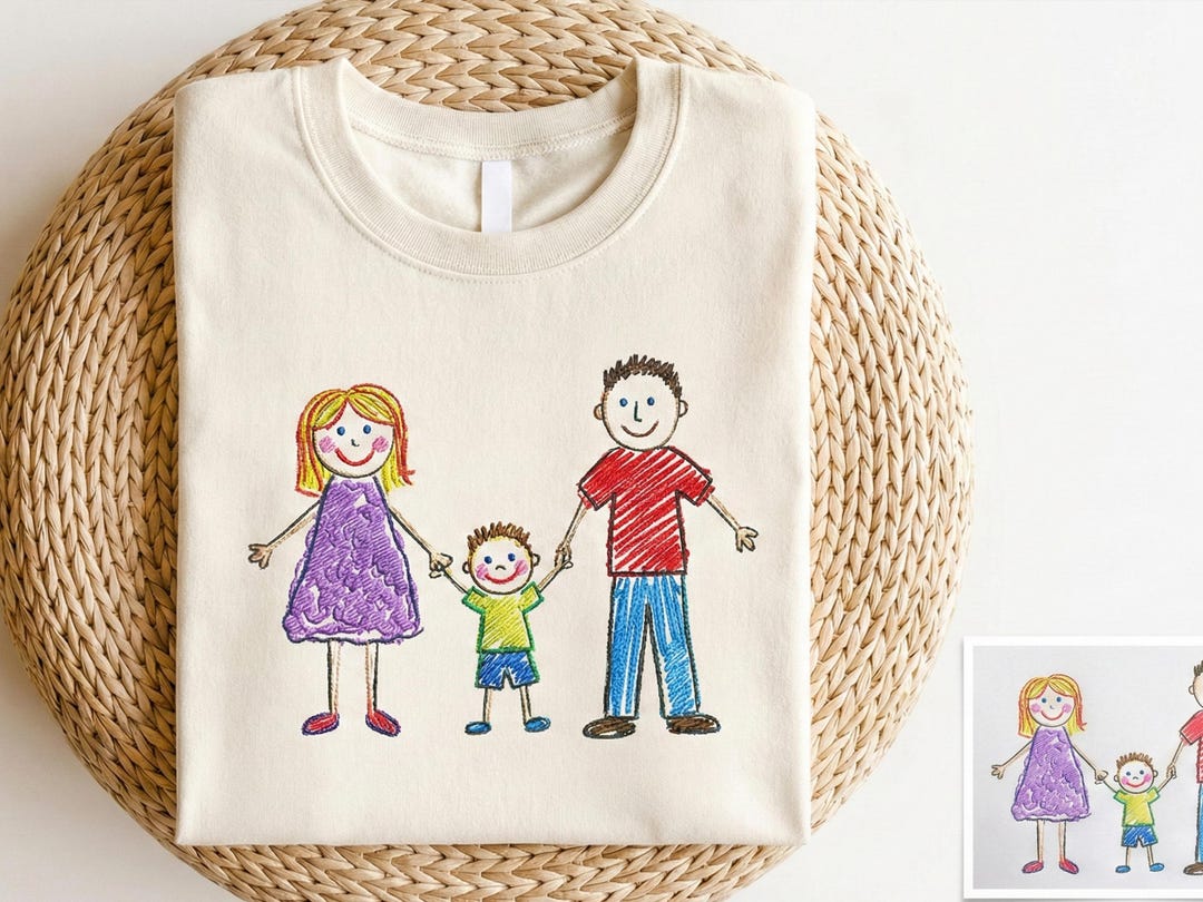 Custom Family Drawing Embroidered Sweatshirt From Kid’s Artwork ...
