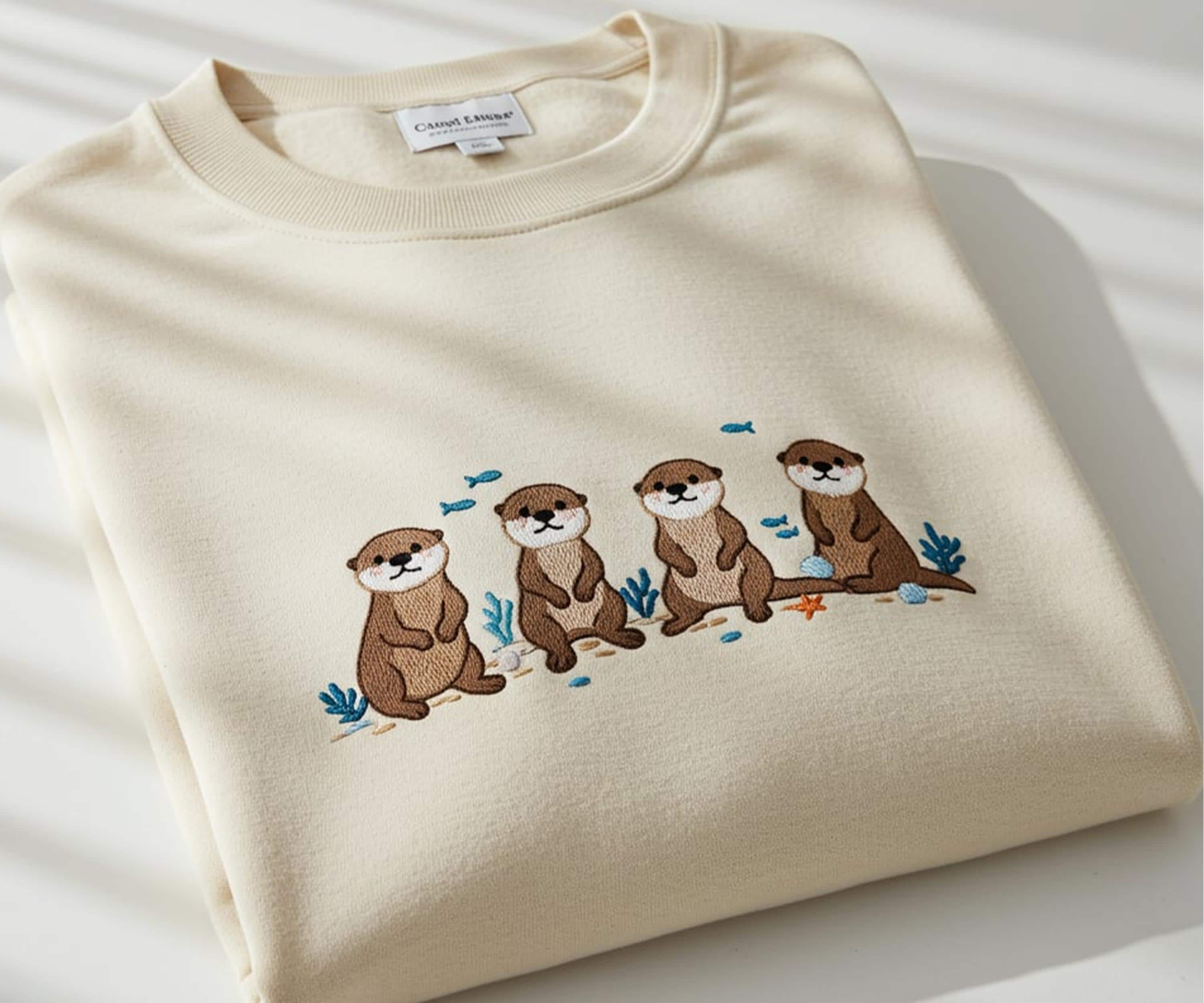Otters EMBROIDERED Sweatshirt, Otter Mom Sweatshirt, Sea Otter Sweater ...