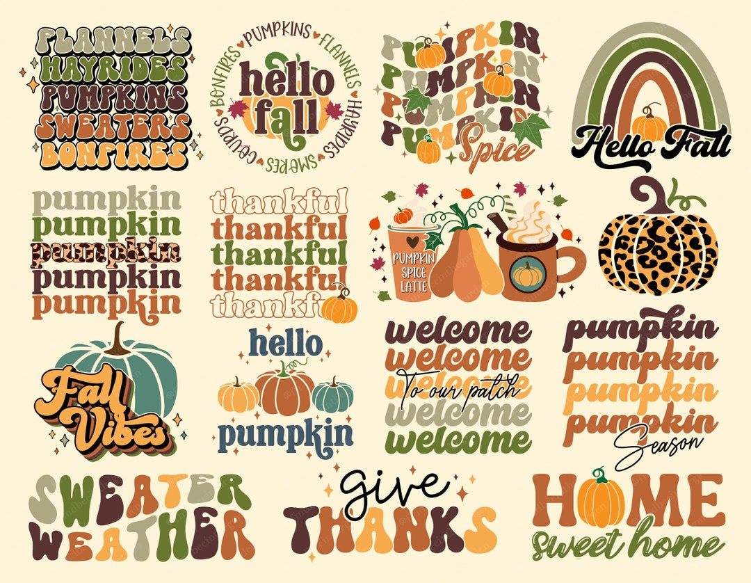 Retro Fall SVG Bundle, Hello Fall Svg, Pumpkin Svg, Fall Svg, Autumn ...