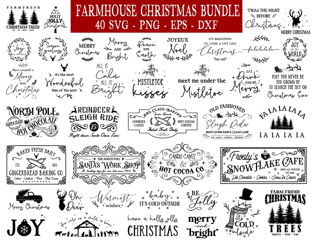 Farmhouse Christmas SVG Bundle, Rustic Christmas Svg, Christmas Decor ...