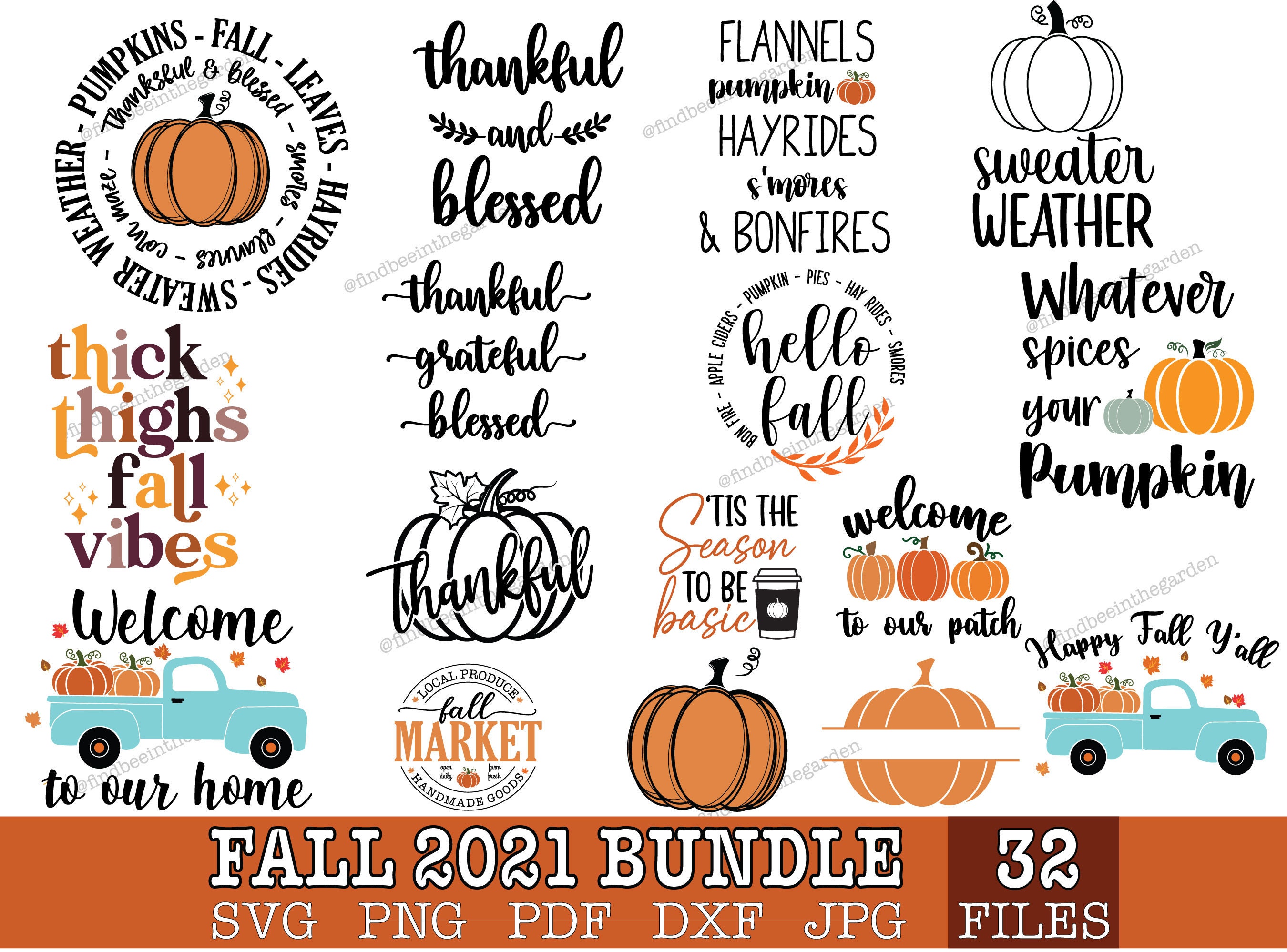 Fall Bundle Svg Autumn Svg Thanksgiving Svg Pumpkin Svg - Etsy