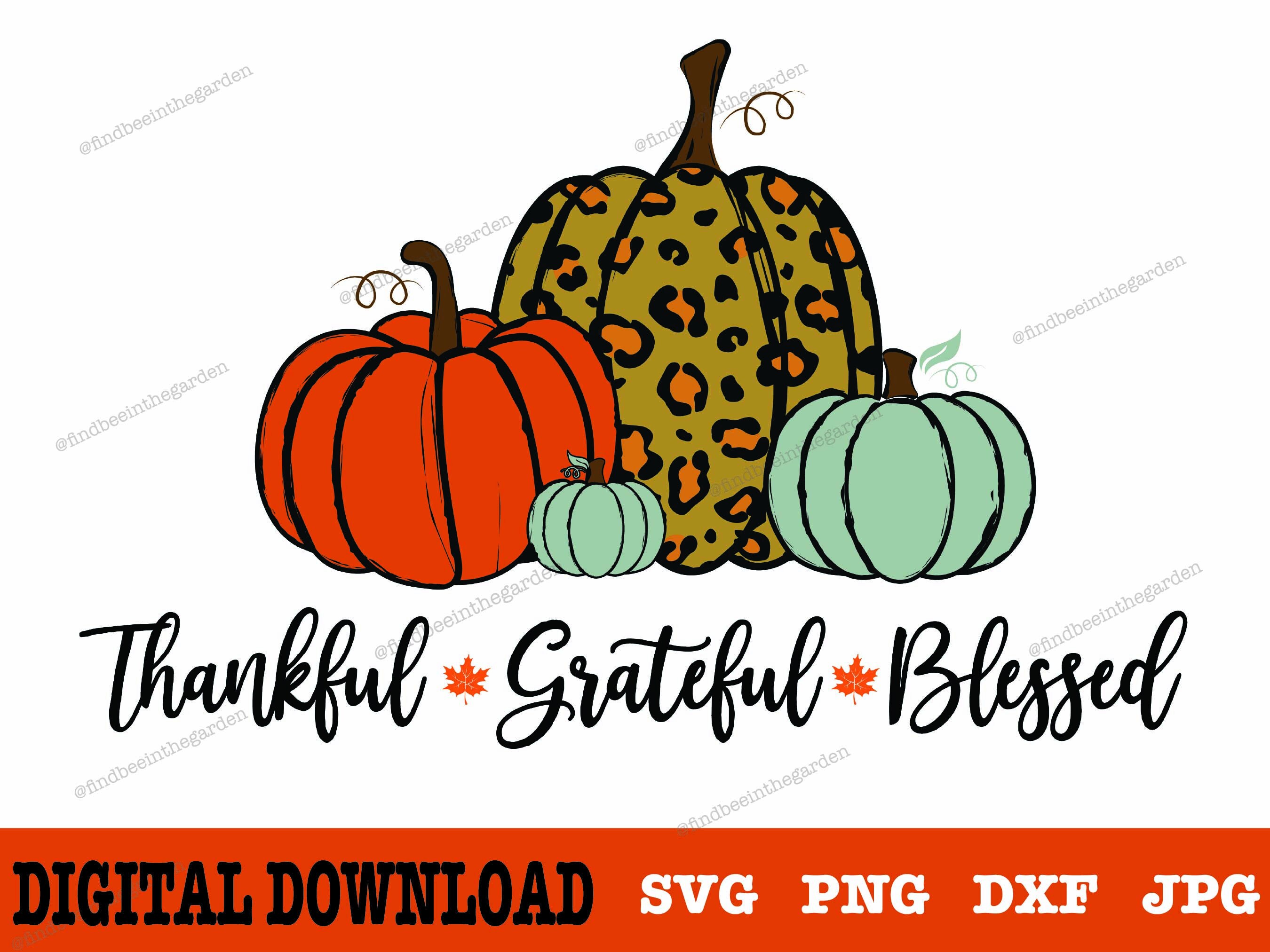 Thankful Grateful Blessed Pumpkin Svg Fall Svg Autumn Svg - Etsy