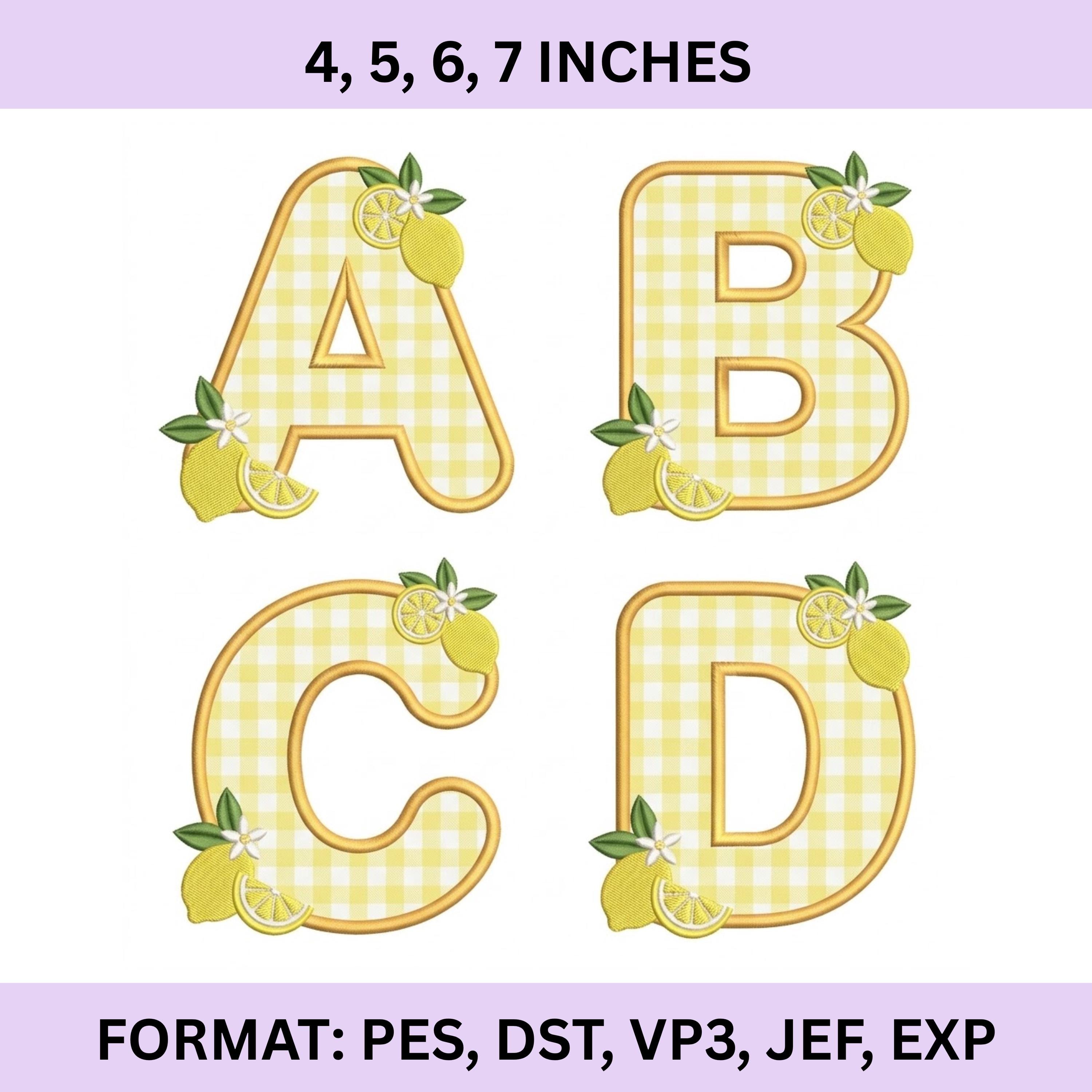 Custom Lemon Alphabet Embroidery Digital File, Summer Monogram Font ...