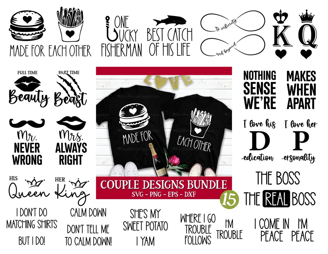 Couple SVG Bundle, Matching Couple Svg, Couple Svg for Shirt, Valentine ...