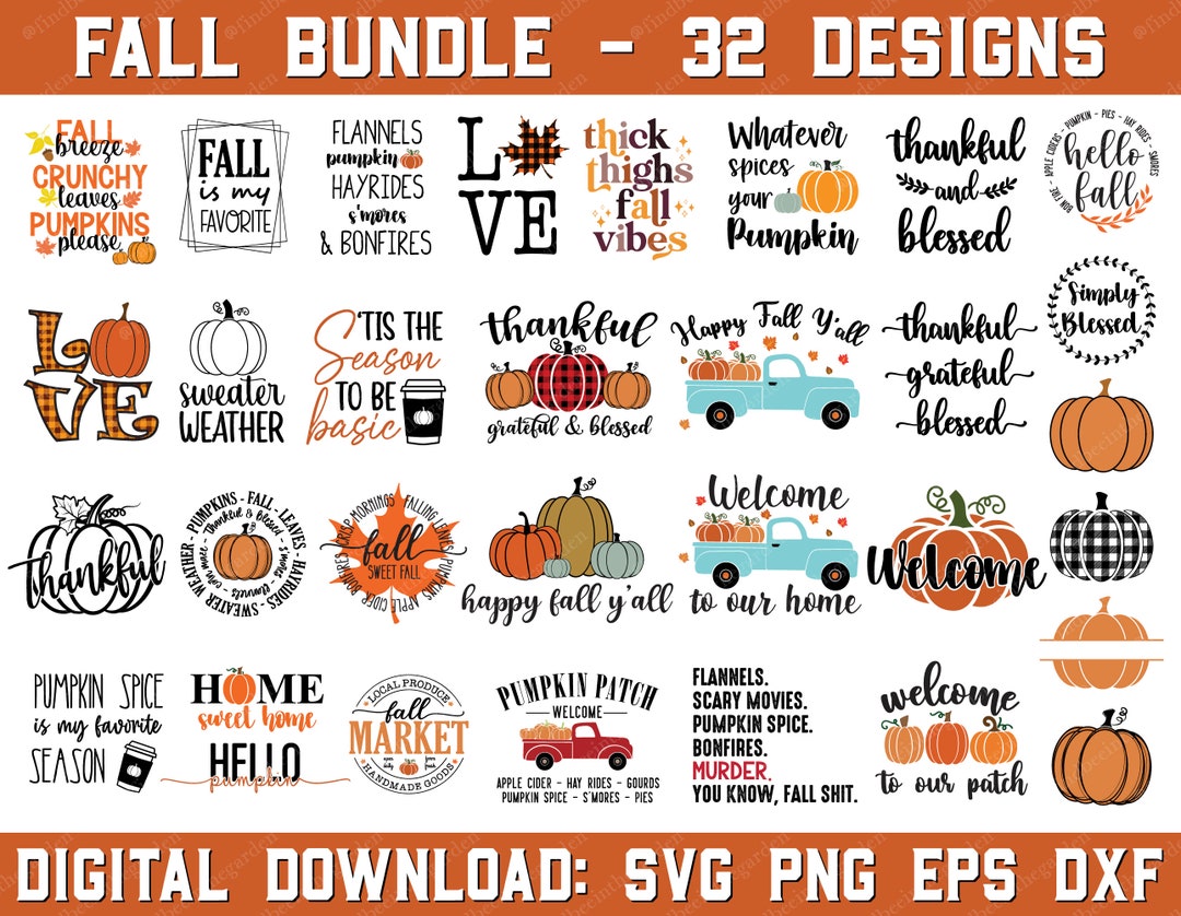 Fall SVG Bundle, Autumn Svg, Hello Fall Svg, Pumpkin Svg, Thanksgiving ...