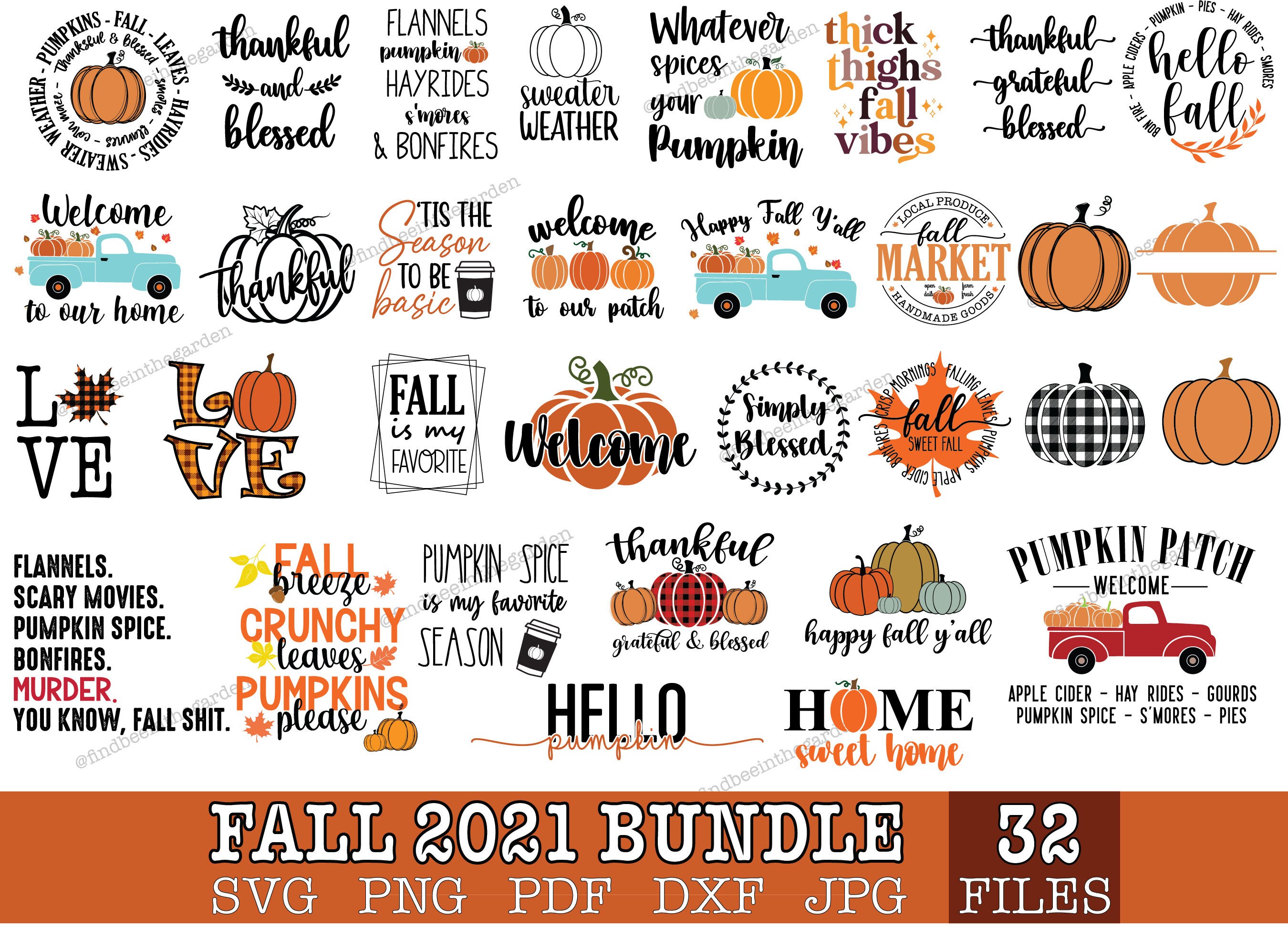 Fall Bundle Svg Autumn Svg Thanksgiving Svg Pumpkin Svg - Etsy