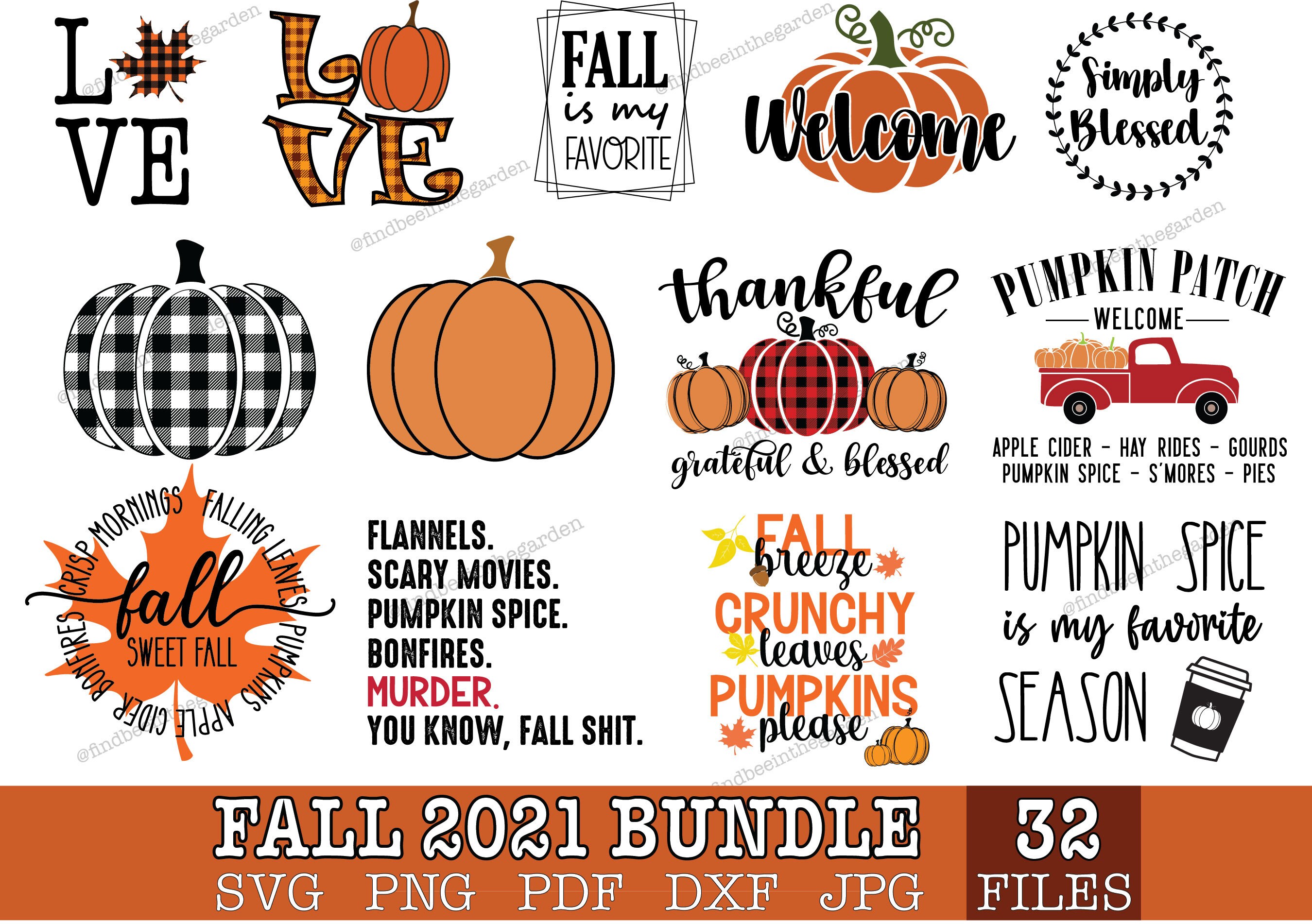 Fall Bundle Svg Autumn Svg Thanksgiving Svg Pumpkin Svg - Etsy