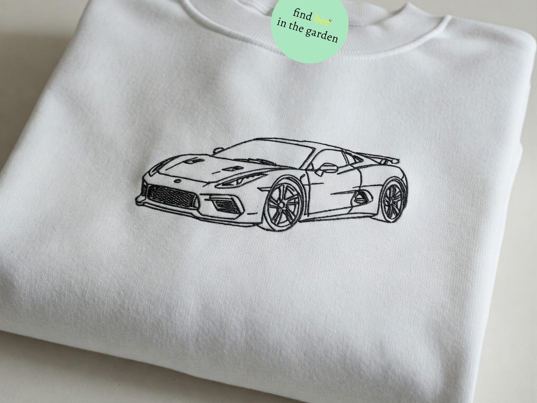 Personalized Car Embroidered Sweatshirt, Custom Vehicle Line Art Tee ...