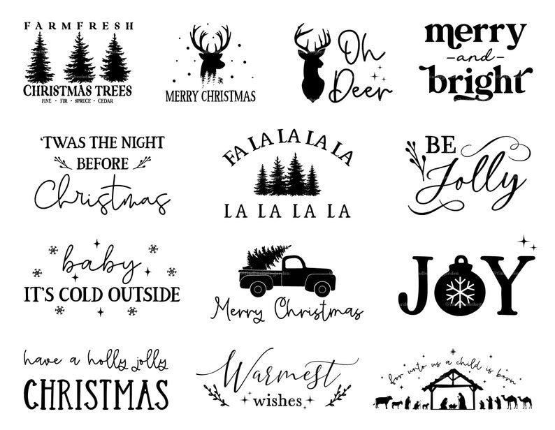 Farmhouse Christmas SVG Bundle Rustic Christmas Svg - Etsy