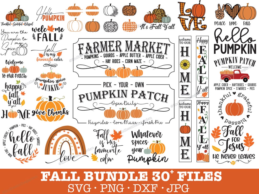 Autumn Svg Fall Svg Bundle Happy Fall Svg Pumpkin Svg Hello Fall Svg ...