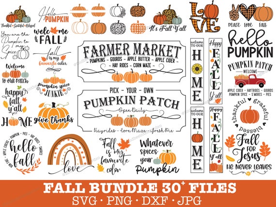 Autumn Svg Fall Svg Bundle Happy Fall Svg Pumpkin Svg - Etsy