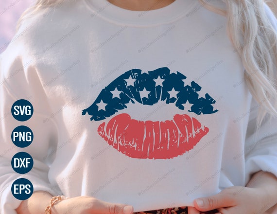 American Flag Lips Svg Fourth of July Svg Patriotic Svg - Etsy
