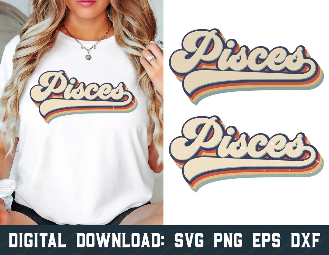 Pisces Svg, Pisces Png, Zodiac Svg, Zodiac Png, Zodiac Sign Svg, Retro ...