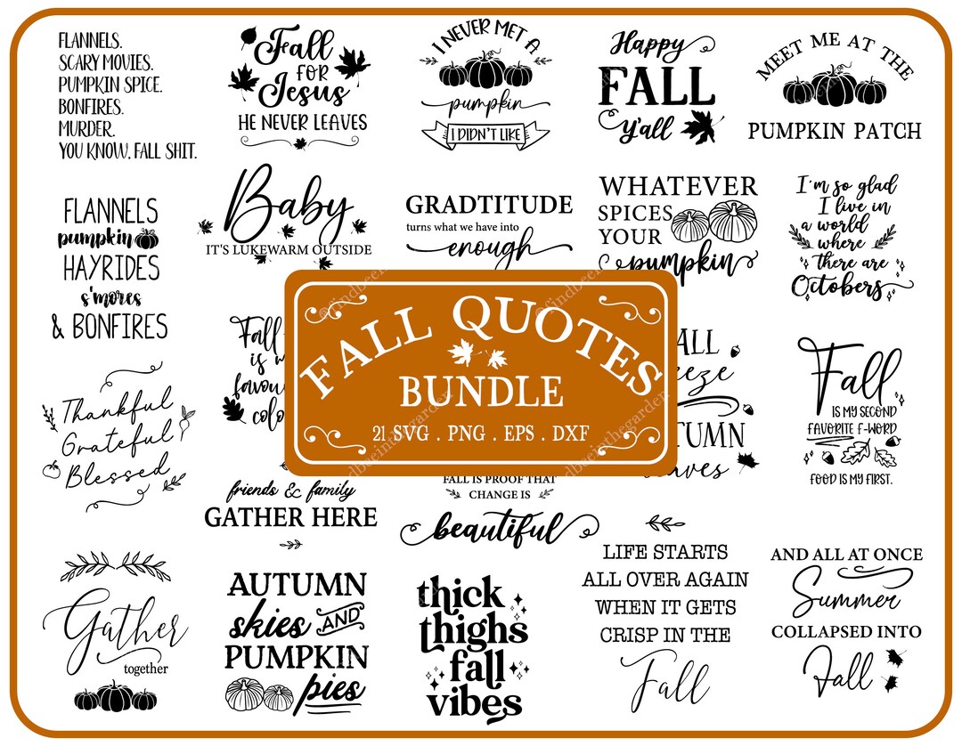 Fall Quotes SVG Bundle Fall Svg Autumn Svg Thanksgiving - Etsy