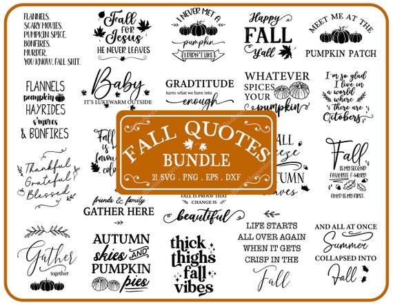 Fall Quotes SVG Bundle Fall Svg Autumn Svg Thanksgiving - Etsy