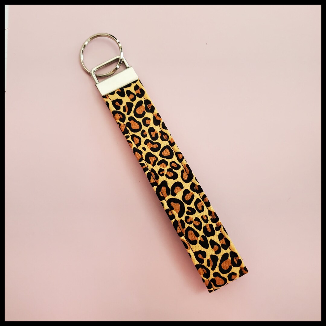 Cheetah Key Fob, Cheetah Key Chain Wristlet, Fabric Key Chain, Key Fob ...