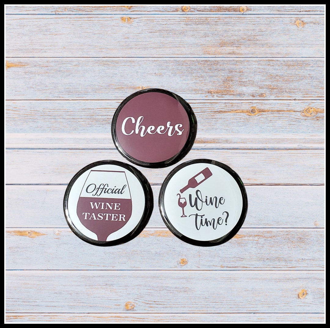 Wine Magnet Set, Fridge Magnet, Official Wine Taster, Cheers, Wine Time ...