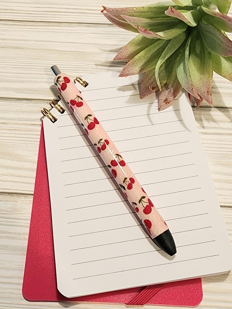 Pink Cherry Refillable Gel Pen- Cherry Pen - Etsy