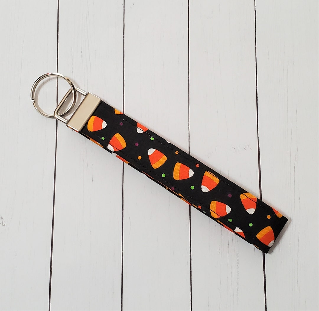 Candy Corn Halloween Keychain Wristlet, Candy Corn Key Fob, Halloween ...