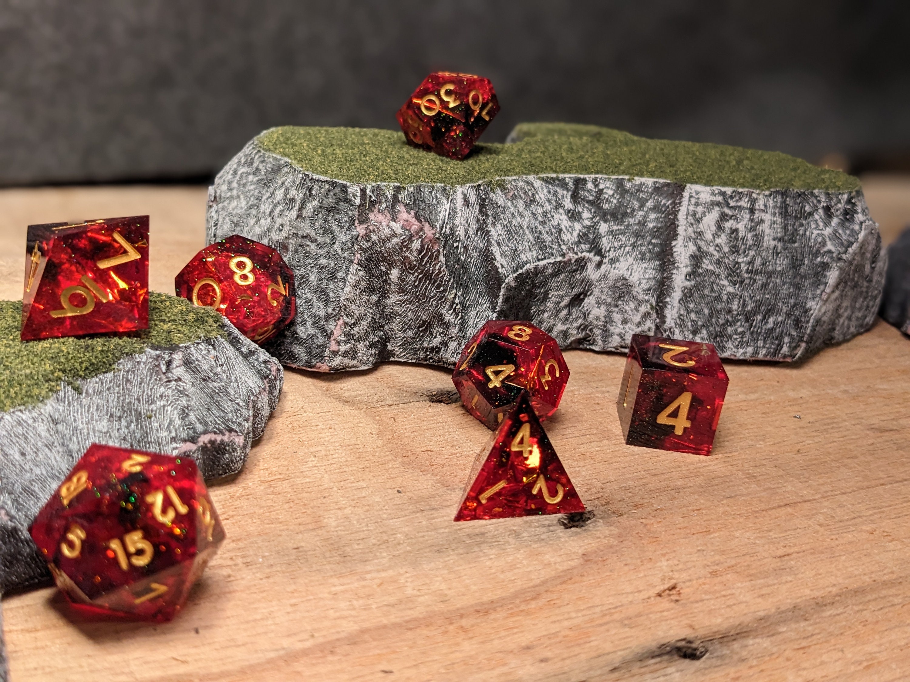 Translucent Dark Red Sharp Edge DND Dice Set - Etsy