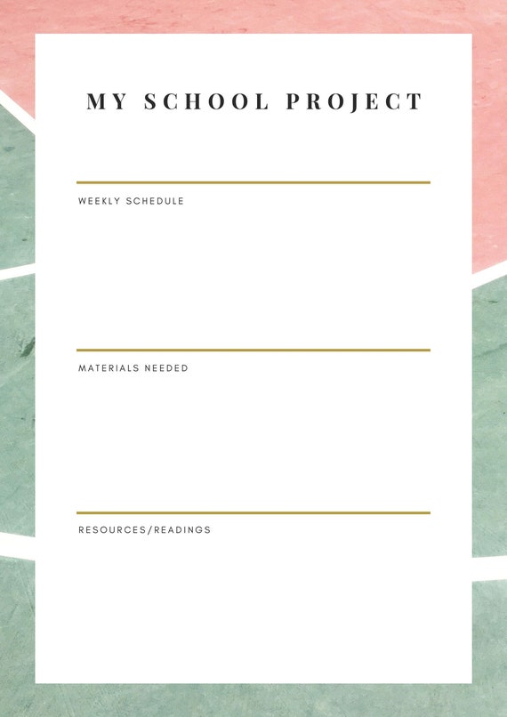 School Project Planner - Etsy