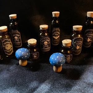 Miniature Potion Bottle Sets With Labels and Mushroom Decor Perfect for ...