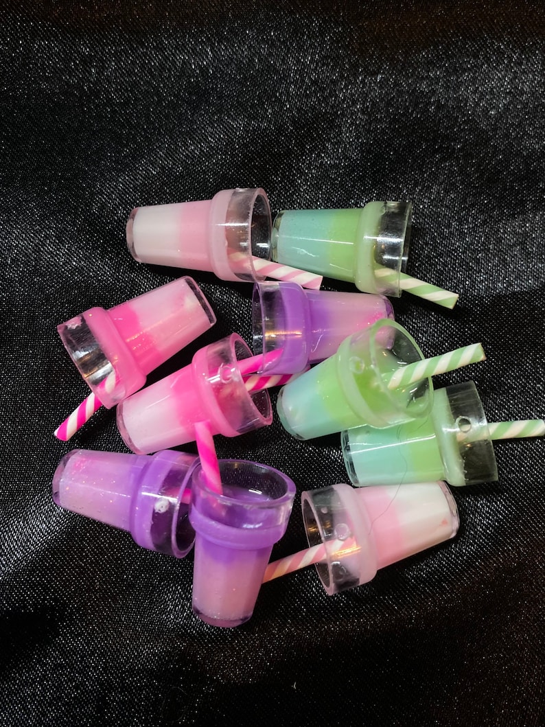Miniature Colorful Drink Sets With Straws Attached small Hole - Etsy