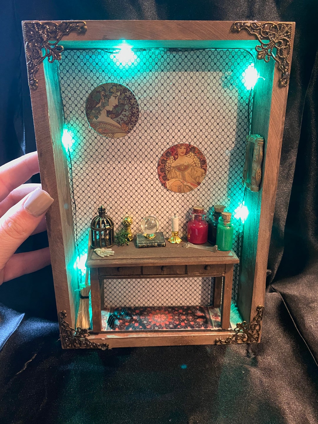 Miniature Light-up Witch Scene: One-of-a-kind Halloween Decor - Etsy