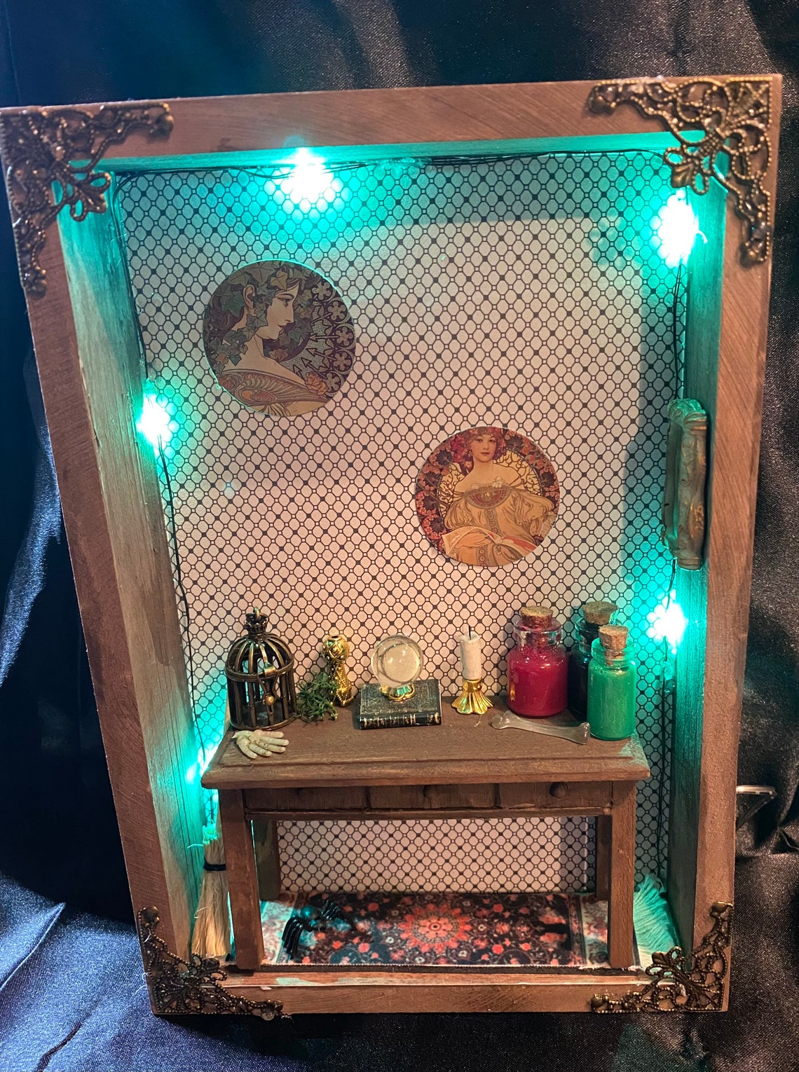 Miniature Light-up Witch Scene: One-of-a-kind Halloween Decor - Etsy