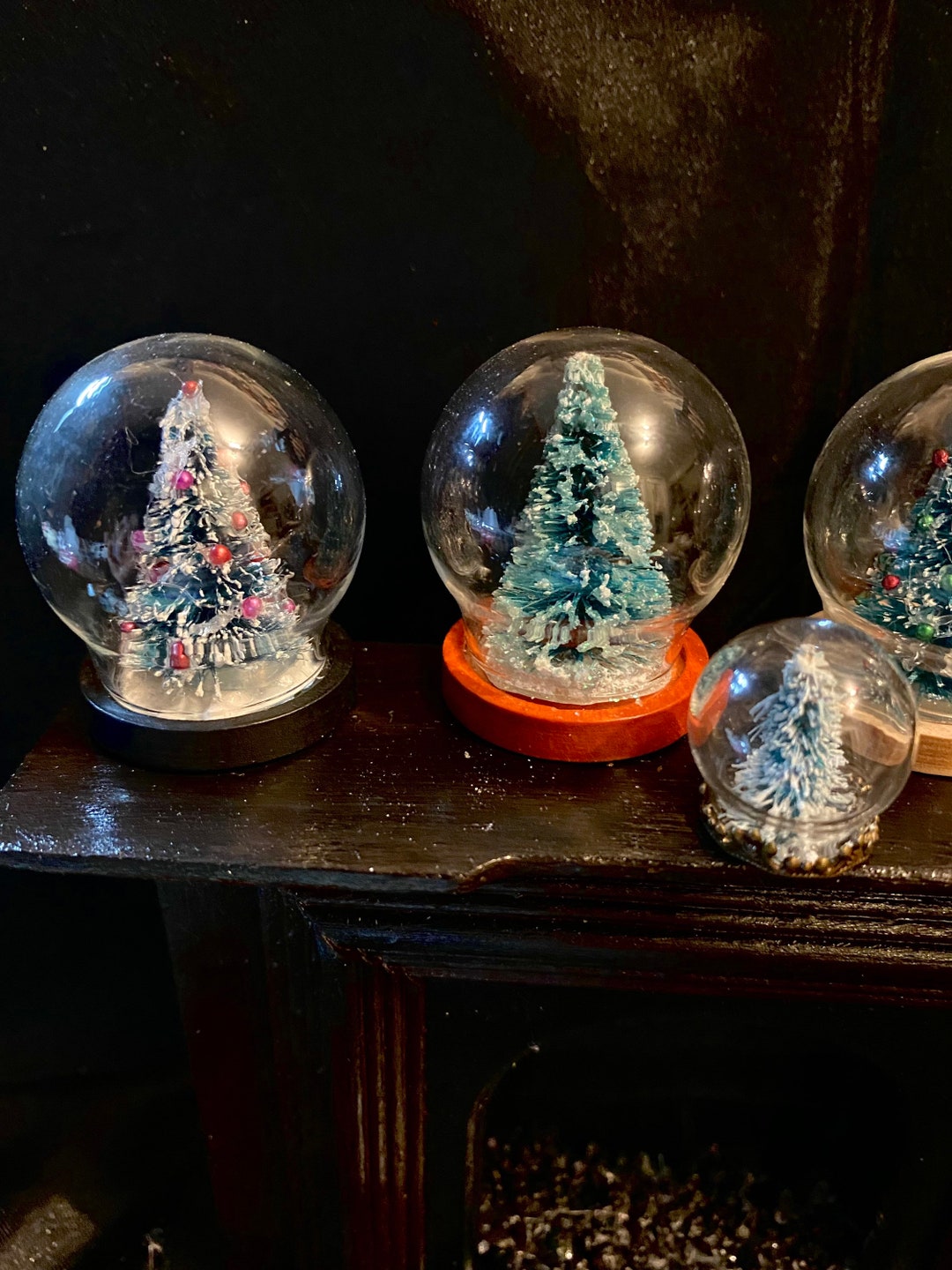 Miniature (mini) Winter Trees in Round Glass Cloches (tiny) - Etsy