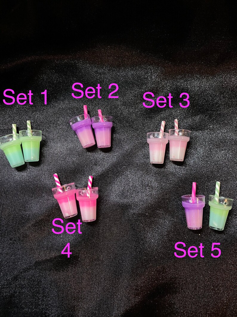 Miniature Colorful Drink Sets With Straws Attached small Hole - Etsy