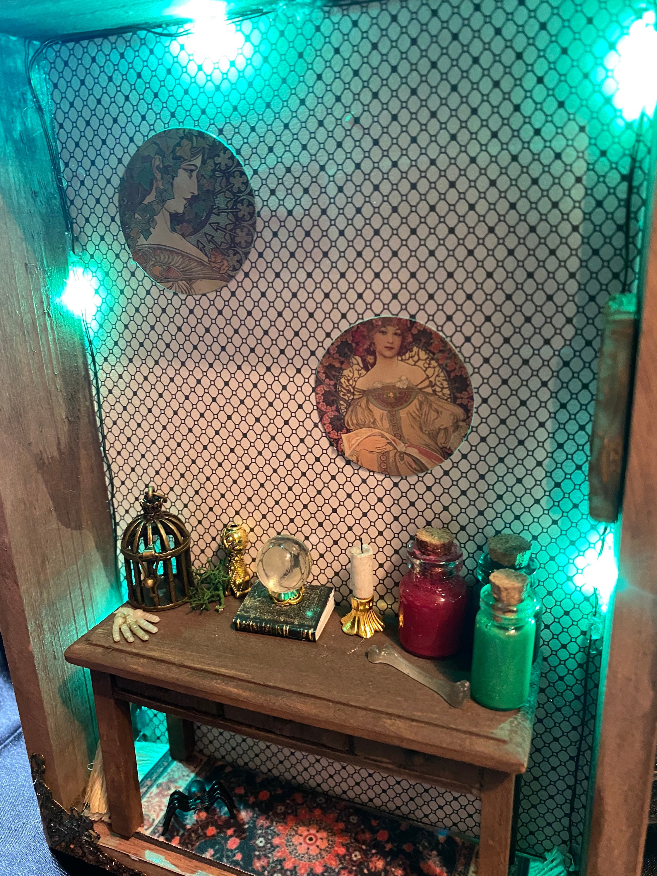 Miniature Light-up Witch Scene: One-of-a-kind Halloween Decor - Etsy
