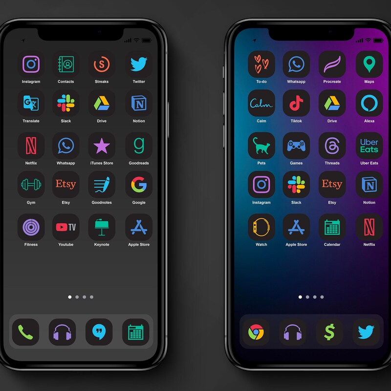 Neon App Icons - Etsy