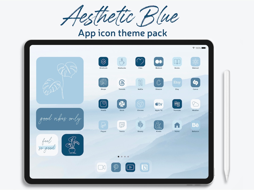 Aesthetic Blue App Icon Pack Ipad Theme Wallpapers - Etsy