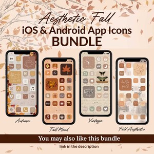 Fall Aesthetic App Icon Pack for Ios & Android, iPhone Ios Autumn Theme ...
