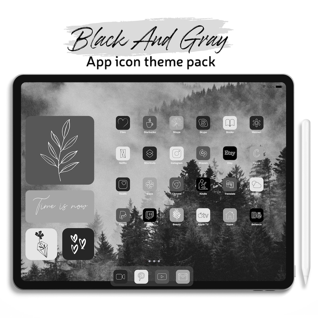 IPad App Icon Pack Gray and Black Theme | Wallpapers in Shades of Gray ...