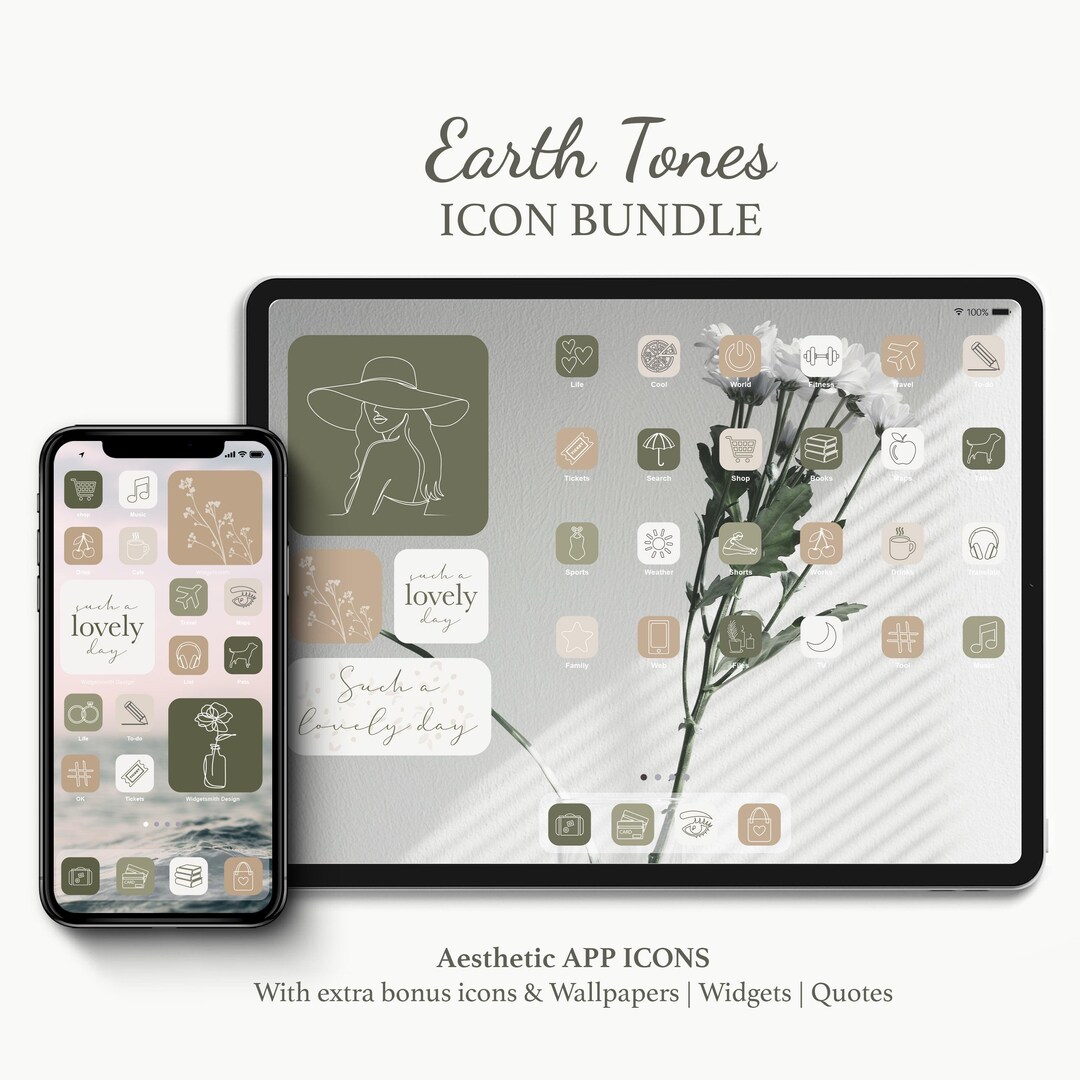 App Icons Bundle for Phone & Tablet Pack Earth Tones Theme: Green ...