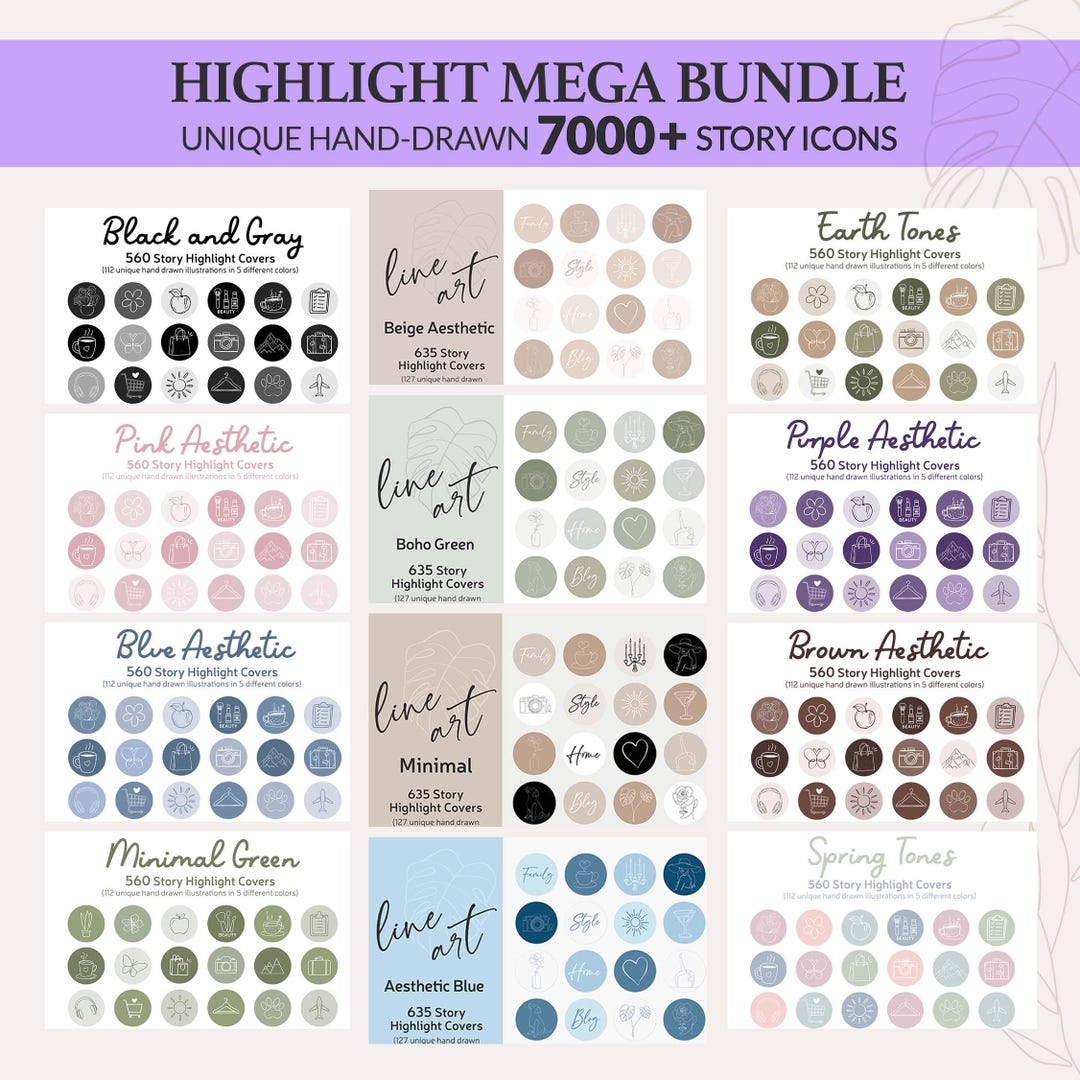 7000+ Hand-drawn Social Media Story Highlight Icons Mega Bundle ...