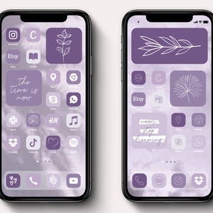 Purple Tones App Icons Theme for Phone Custom Ios Icons Pack - Etsy