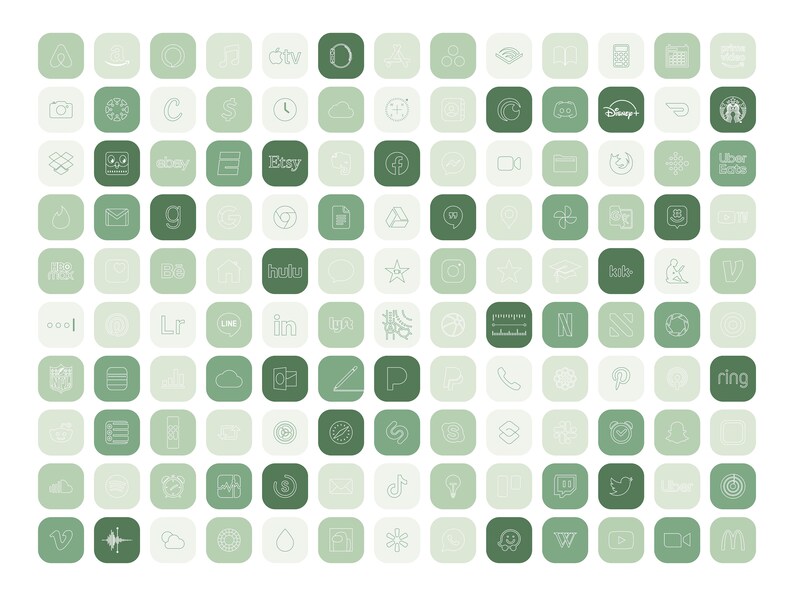 Green Aesthetic App Icon Pack Sage Green Ios App Icons - Etsy