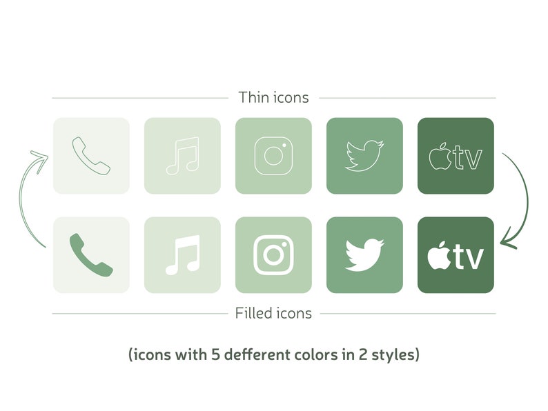 Green Aesthetic App Icon Pack Sage Green Ios App Icons - Etsy