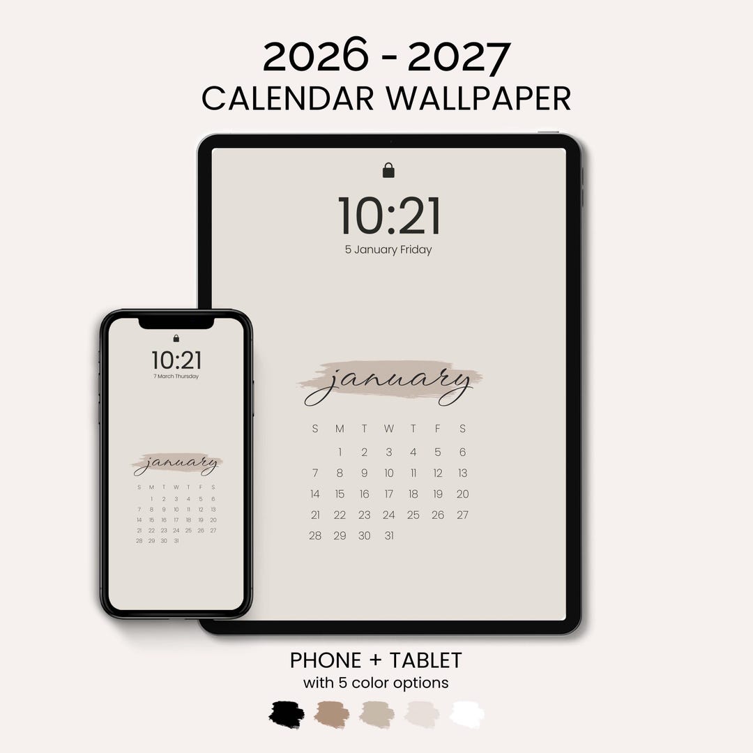 2026 - 2027 Calendar Wallpapers | Minimalist Modern Digital Backgrounds ...